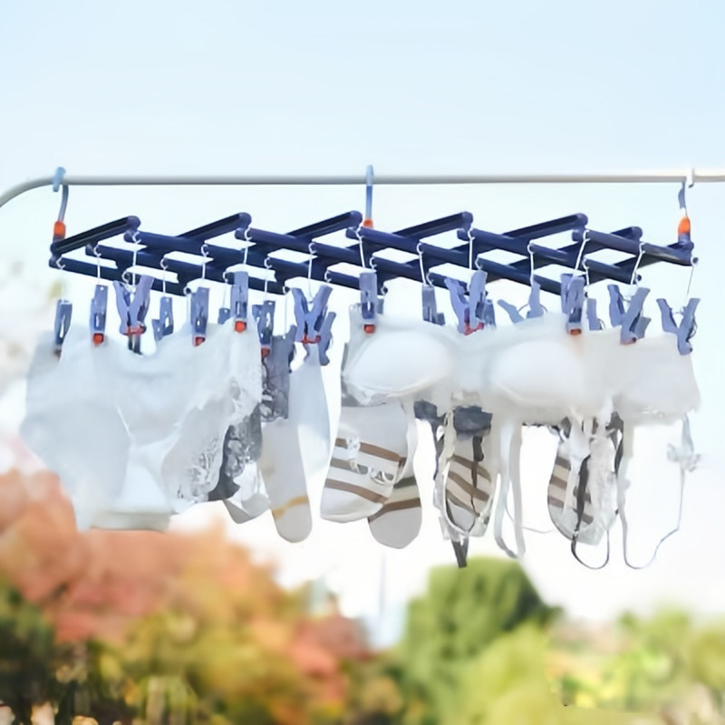 Plastic Sock Clips Multi Clamp Underwear Drying Rack Magic Foldable ...