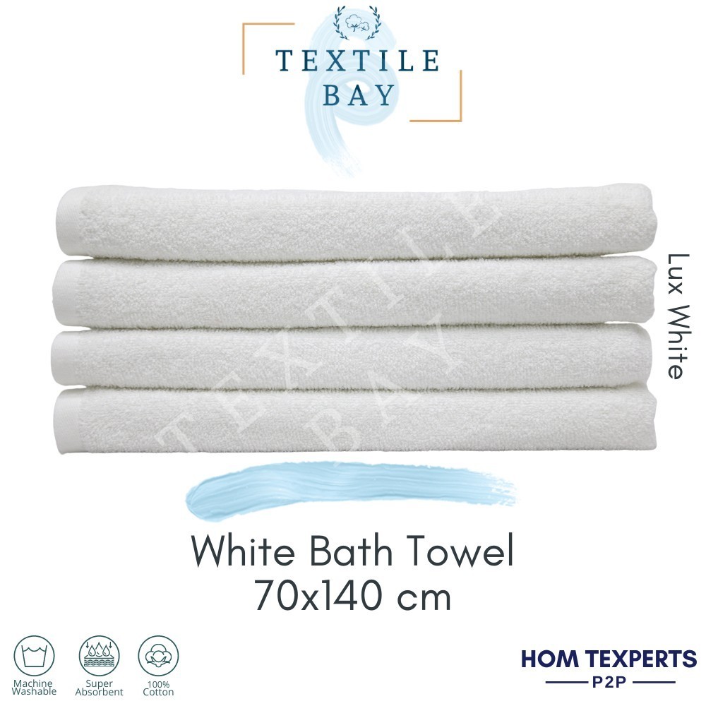 TUALA PUTIH HOTEL QUALITY Lux White Bath Towel - Tuala Mandi Dewasa ...