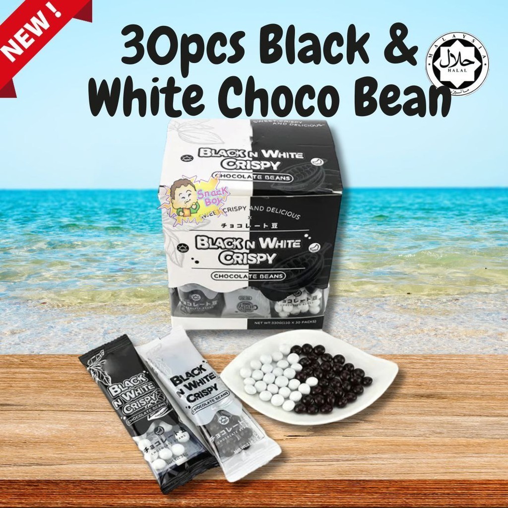 30pcs x 11g Sanwa Cindy Black N White Crispy Chocolate Beans gula ...
