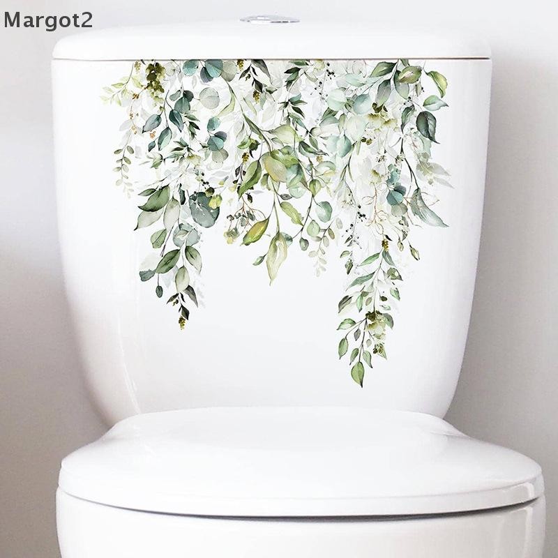[Mrg] Green Plant Leaves Flower Wall Sticker Bathroom Toilet Decor ...