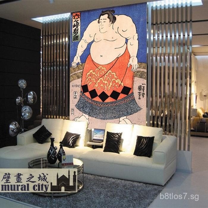 Japanese Sumi-e Sumo Wrestling Wallpaper Japanese Style Ukiyo-e Large ...