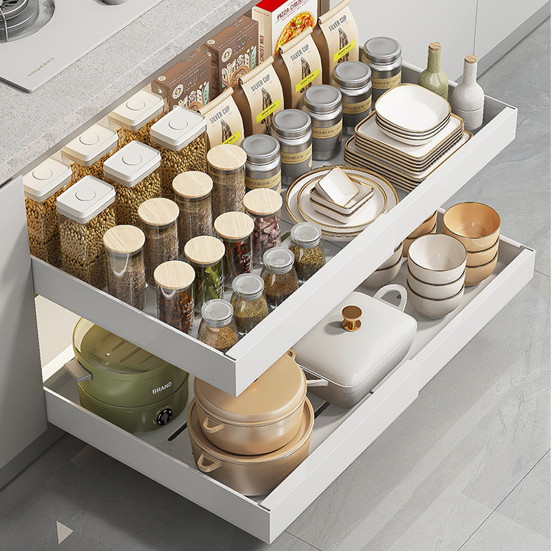Extendable Kitchen Drawer Organizer, Spice Rack, Pull-Out Storage Shelf ...