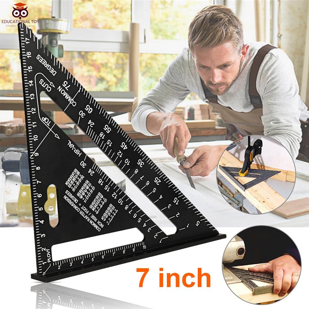 7 Inch Triangle Ruler Aluminum Alloy Square Ruler Carpenter Layout ...