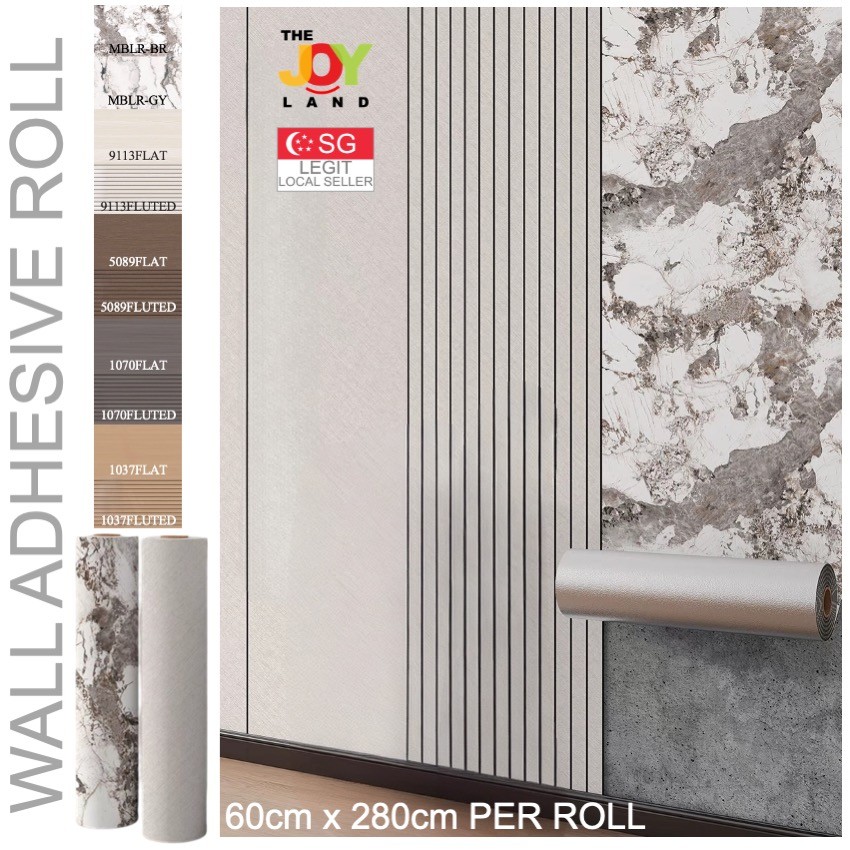 [Local Seller] Wall Adhesive Roll Fluted Wallpaper Sticker Easy ...