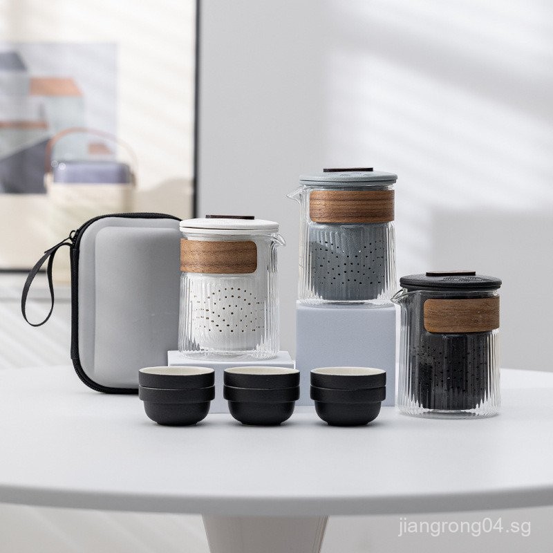 Glass Travel Tea Set Portable Quick Cup Personal Dedicated Carry-on Bag ...
