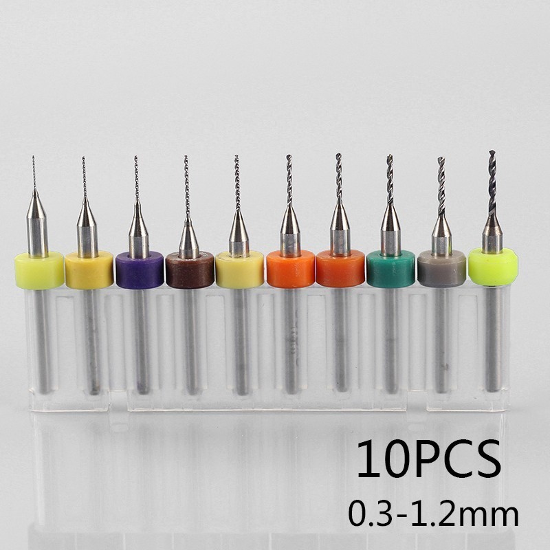 【HEPA】10pcs/Set 0.3-1.2mm Tungsten Steel Drill Bits PCB Print Circuit ...