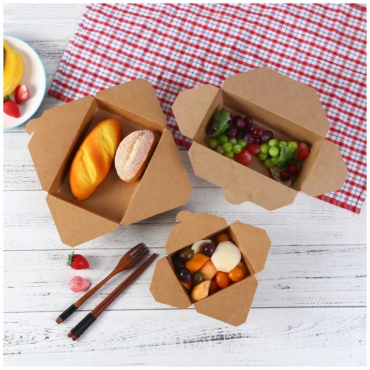 Disposable Kraft Paper Lunch Box Packaging Bento Fried Chicken Box ...
