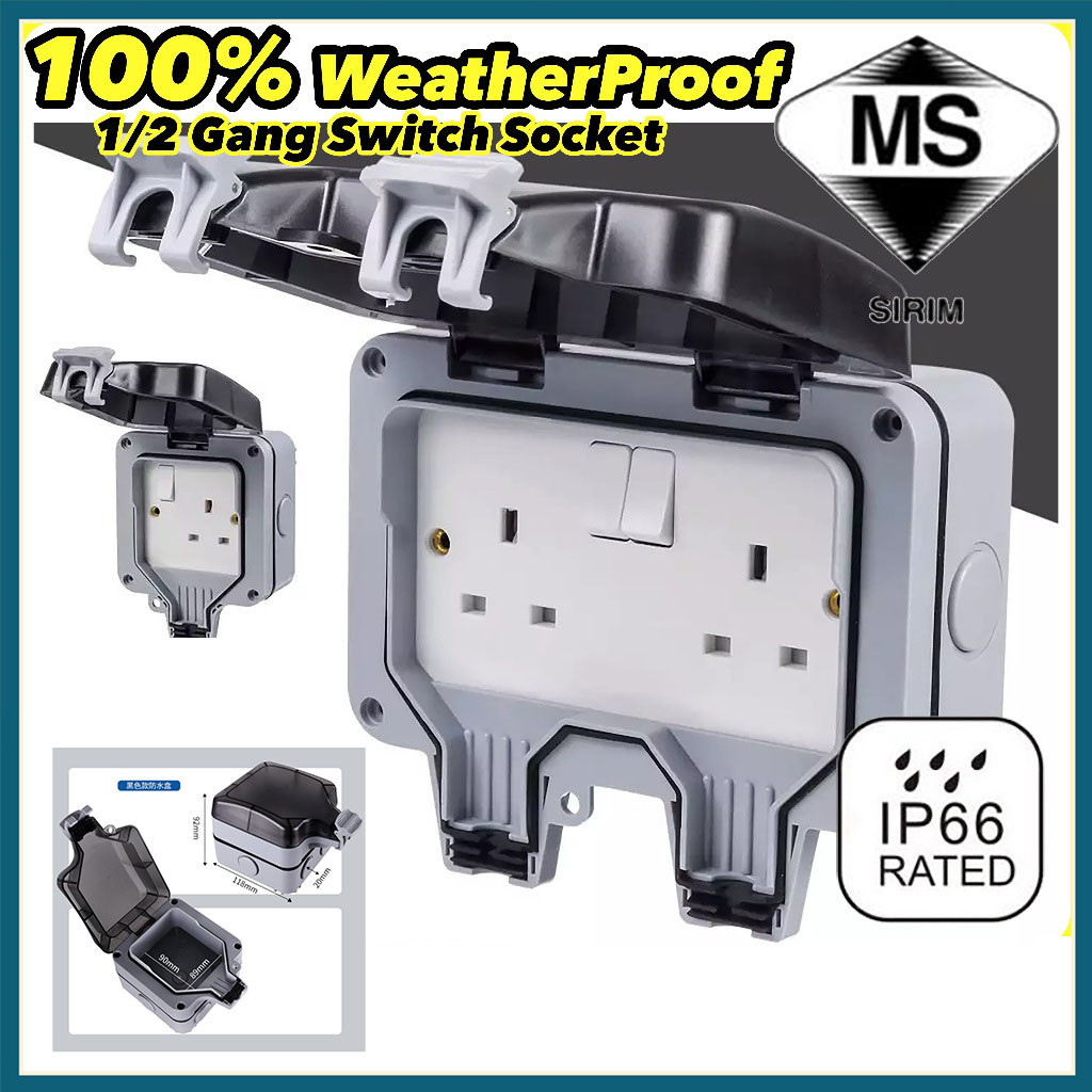 Thickened IP66 Waterproof Outdoor Socket Wall Power Socket Windproof ...