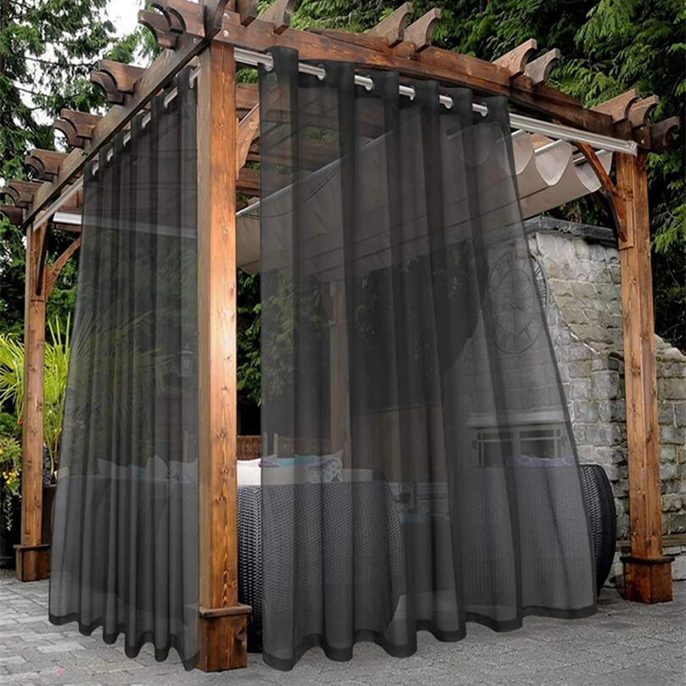 Rainproof Sheer Curtain Solid Color Outdoor Waterproof Curtain Window ...