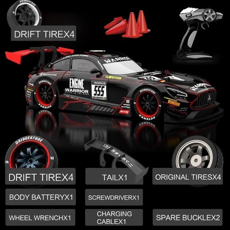 Drift Car 1:16 40km/h 2.4G 4WD High Speed 3 Type of Tire 2 sets of Tail ...