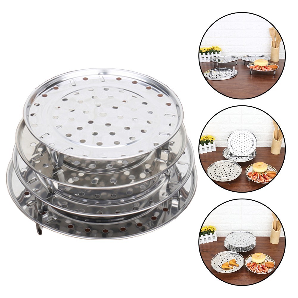 KMDRESS| Stainless Steel Steamer Tray Rack Plate Steam Cooking 3 Stands ...