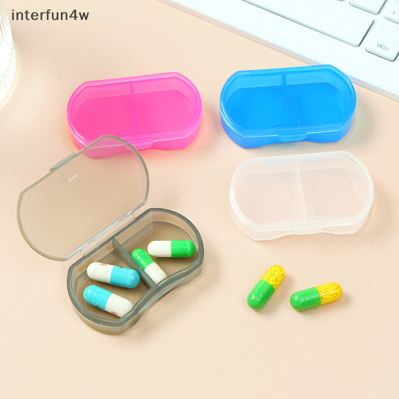 interfun4w Pill Box Mini Pill Case 2 Grids Tablet Pill Organizer Case ...