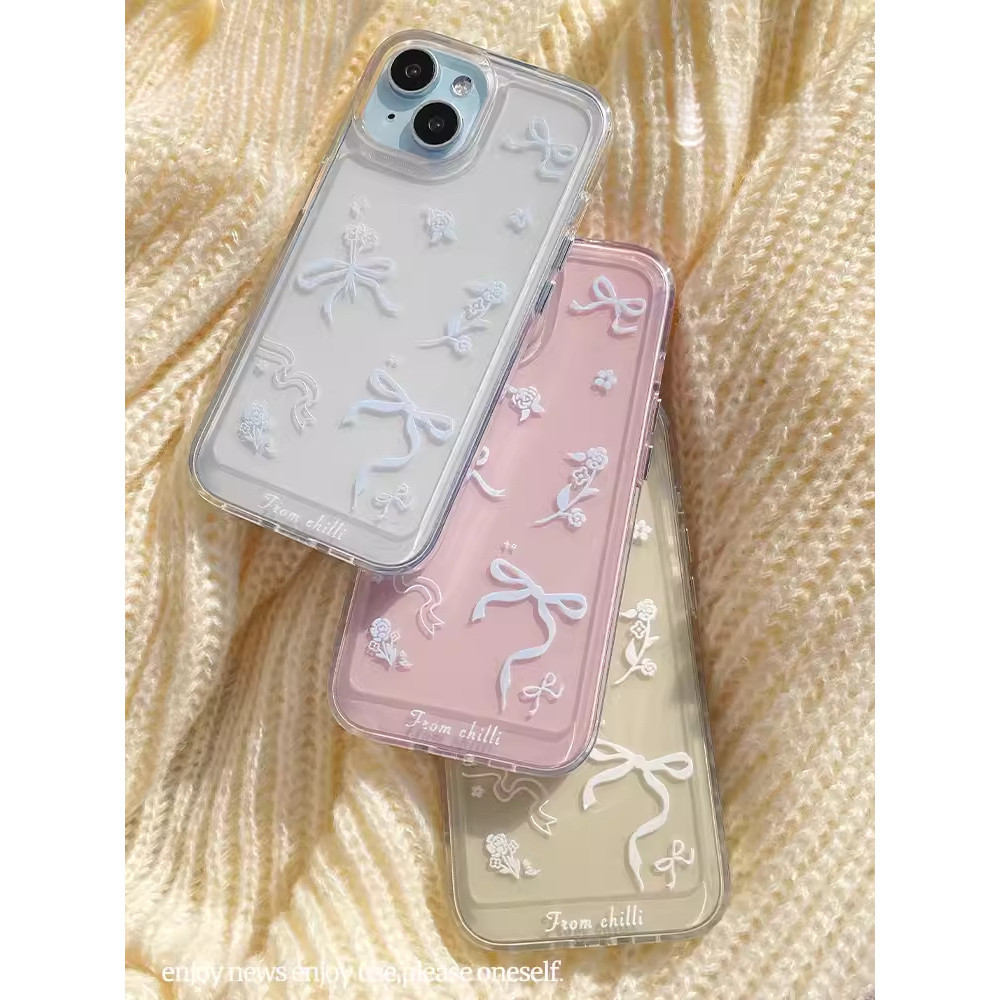 Transparent aesthetic bow bouquet soft case Samsung A07 A17 5G A56 A36 s25 ultra a16 a26 a06 a55 ...