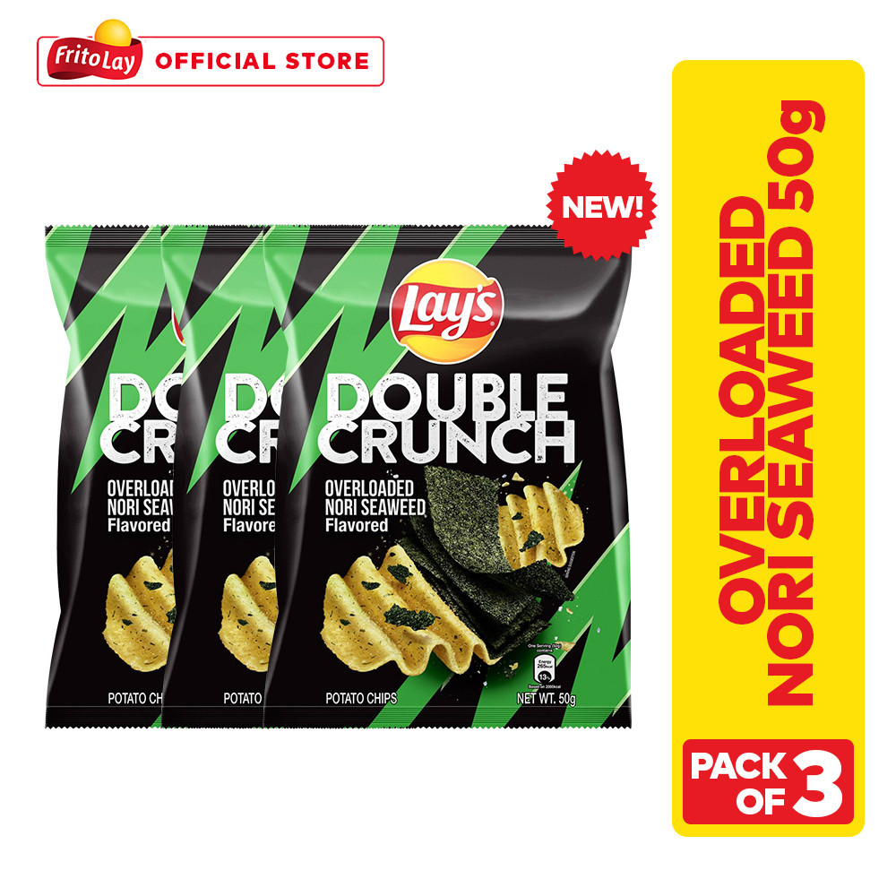 Lay's Double Crunch Overloaded Nori Seaweed Potato Chips 50g - Pack of ...