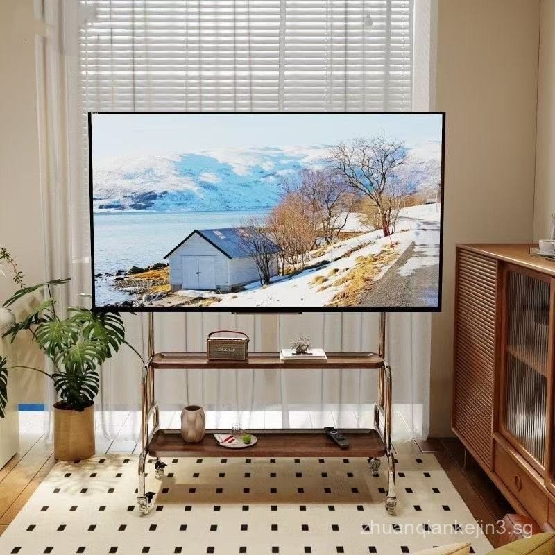 Living Room TV Floor Stand Art Stainless Steel Movable TV Floor Stand ...