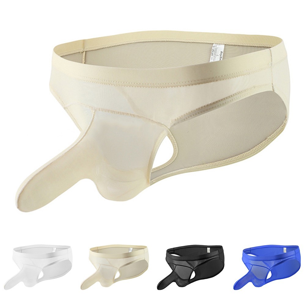 [stock]Men Mesh Elephant Nose Briefs See-Through G-String Thong Panties ...