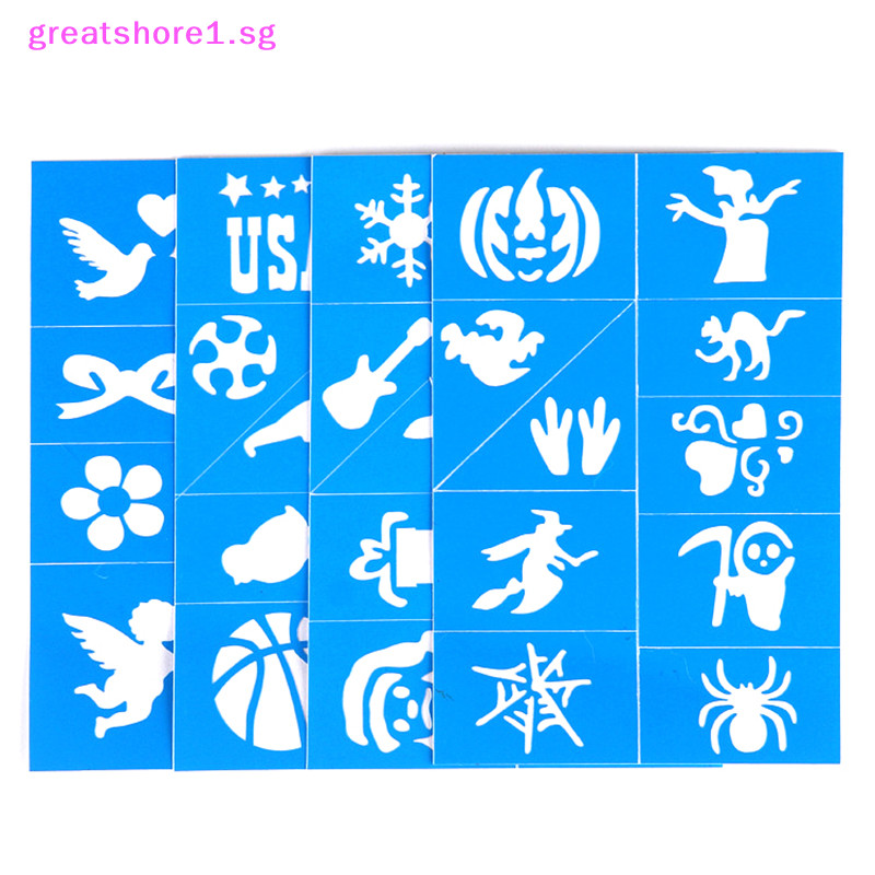 GREATSHORE Halloween Face Kids Tattoos Templates Painted Stencils ...