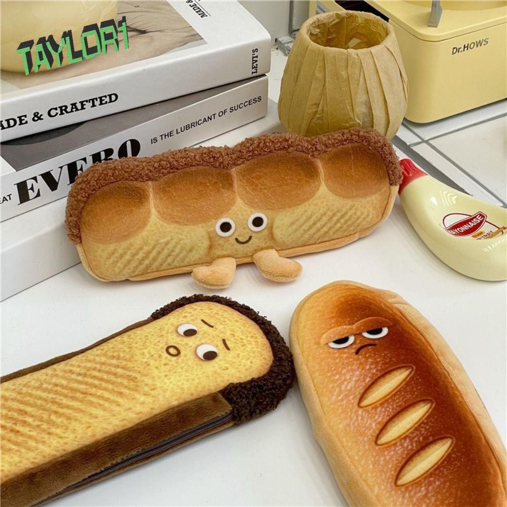 TAYLOR1 Bread Pen Box, Bread Plush Bread Toast Pencil Case, Cosmetic ...