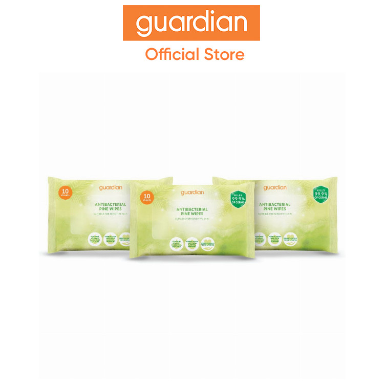 Guardian Antibacterial Wipes Scented 3x10s | Shopee Singapore