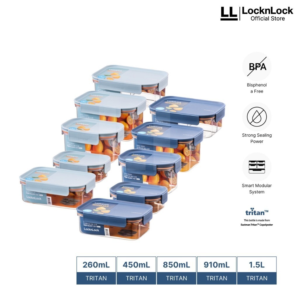 LocknLock Bisfree Modular Plus Rectangular Tritan Lunch Box LBF401R LBF402R LBF404DR LBF404R ...