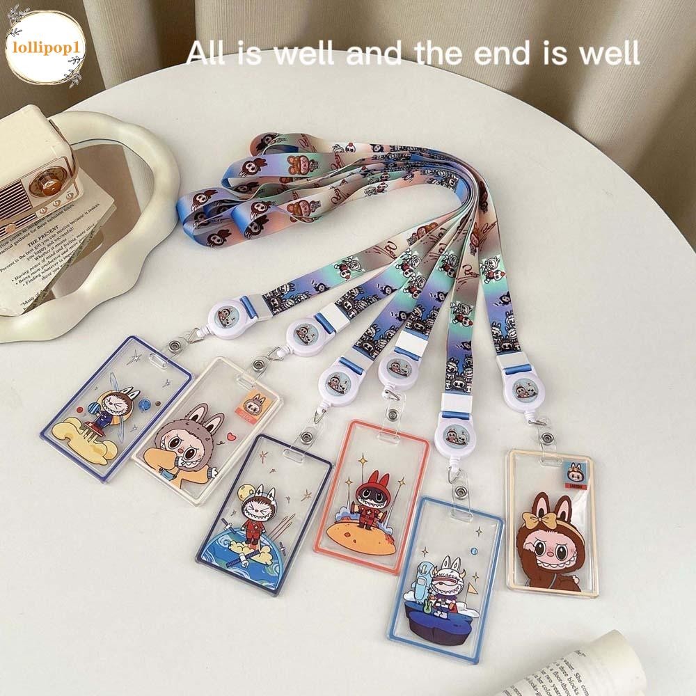 LOLLIPOP1 Labubu Card Holder, Transparent Long Rope Student Labubu Card ...