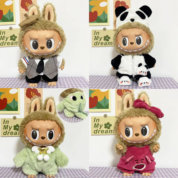 Labubu clothes 38cm Labubu Vinyl Plush Doll with Labubu Time to Chill ...