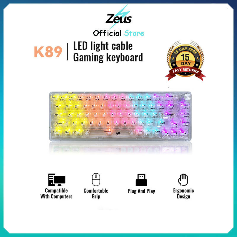 Zeus 60% Wired Transparent Mechanical Keyboard W/ Transparent Keycaps ...