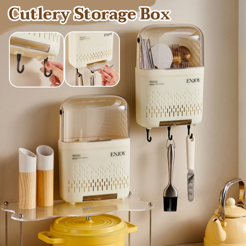 Cutlery Storage Box Wall Mounted Chopsticks Cage Spoon Fork Utensils ...