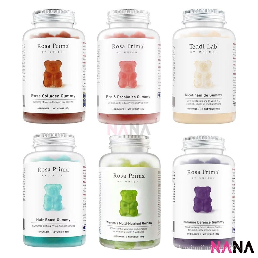 Unichi Teddi Lab Rose Collagen Gummy Bear 60 Gummies (Rose Collagen ...