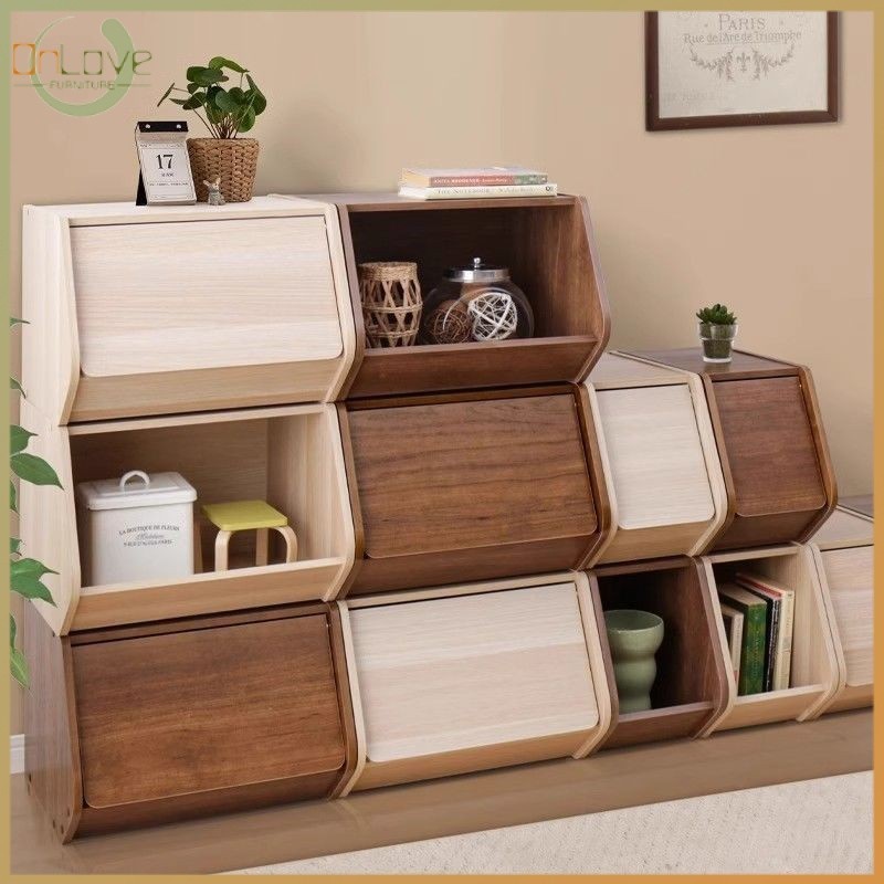 Wooden side table corner table storage cabinet bedroom living room ...