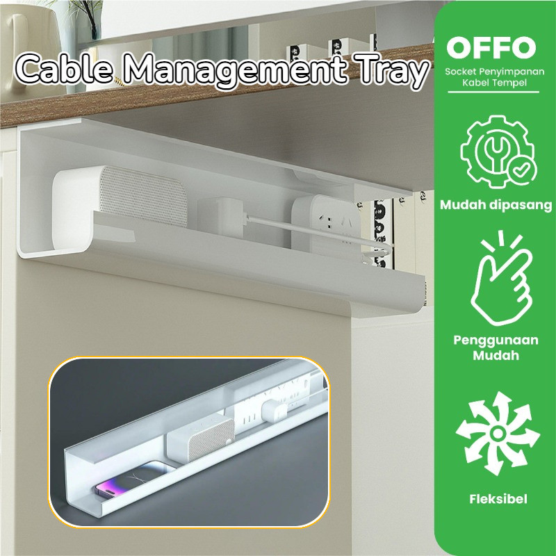 55cm Cable Management Tray Socket Attached Cable Storage Under Desk ...