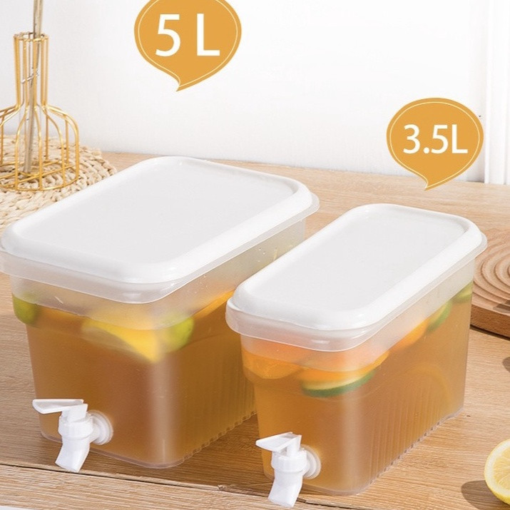 🌟FineHome🌟 Plastic Cold Water Jug Set Three-Grid Rotatable Refrigerator ...