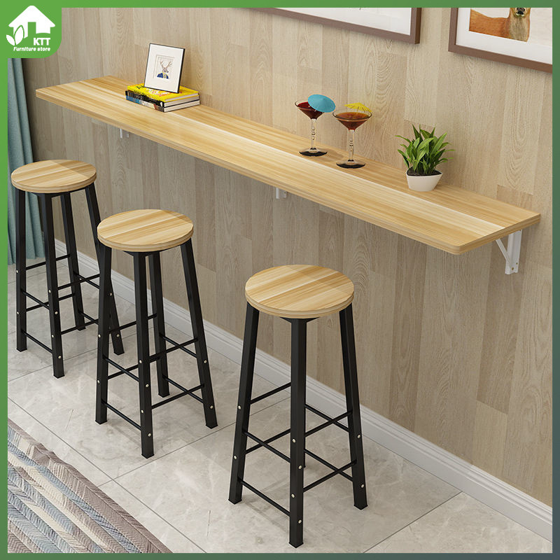Bar Table against the Wall High Foot Table Balcony Table Wall-Mounted ...