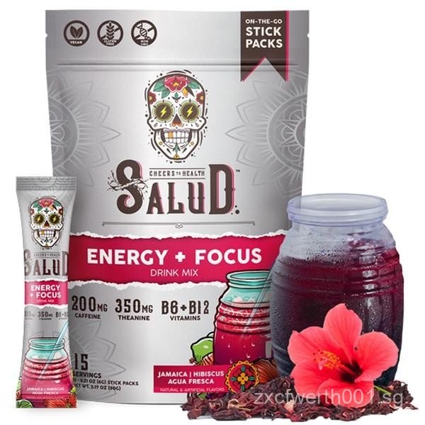 Salud 2-in-1 Energy Drink Powder + Focus, Hibiscus, Organic Caffeine ...