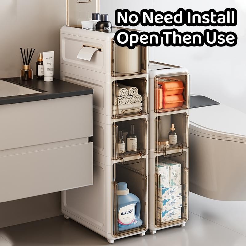 [NO NEED INSTALL] Slim Bathroom Gap Storage Shelf Floor-Standing ...