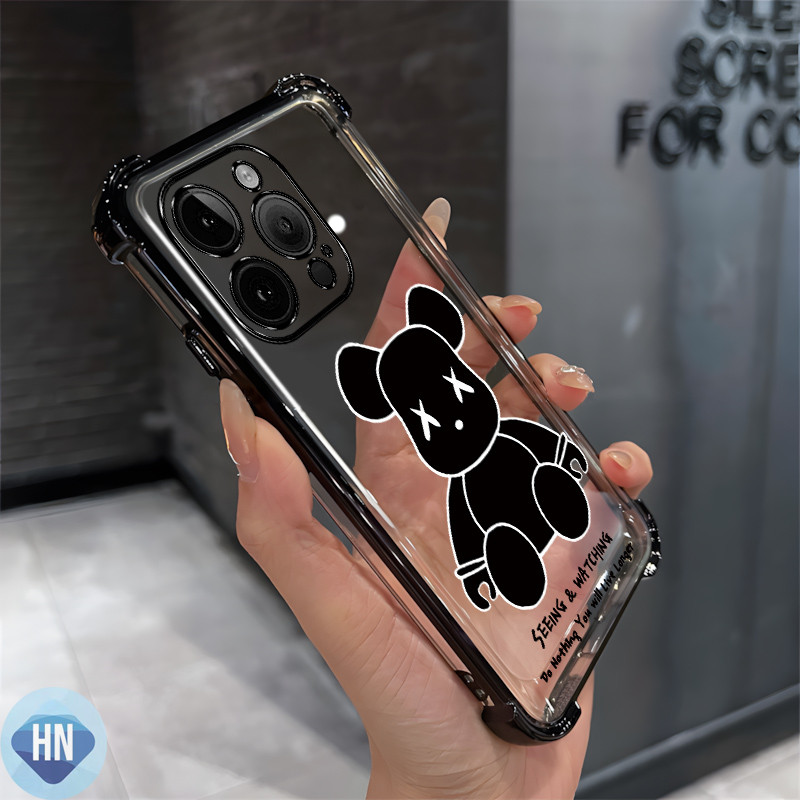 【fashion】Case for iPhone 11 12 13 14 15 16 pro max phone case Small bear pattern TPU transparent ...