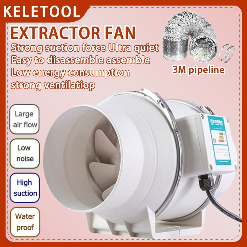 4-8inch Exhaust Fan Kitchen Pipe Duct Fan Bathroom Extractor ...