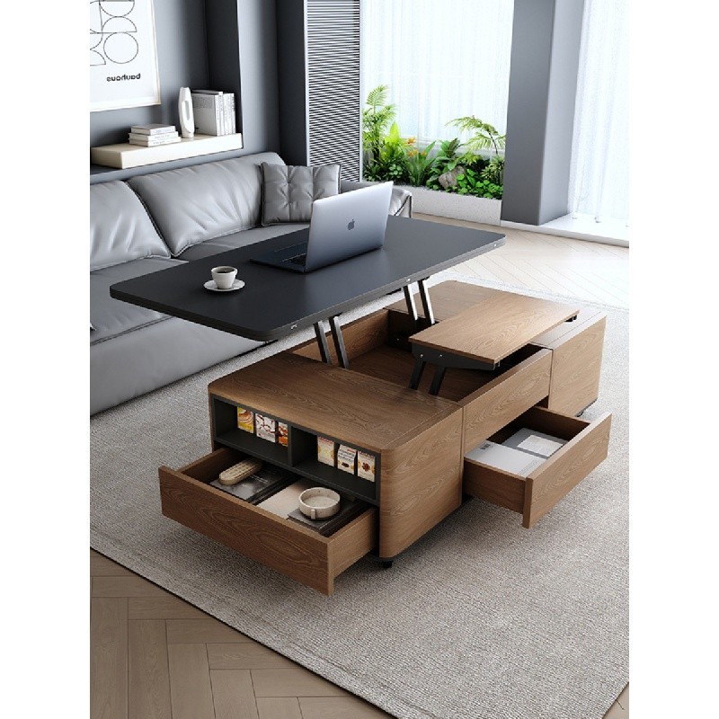 Assembled Multifunctional Coffee Table With Drawer Stools Dual-use ...