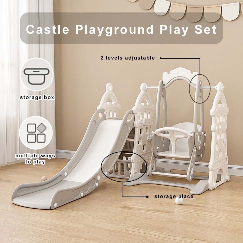 Easy Choice Castle Playground Play Set For Kids 2 In 1 Swing Slide ...