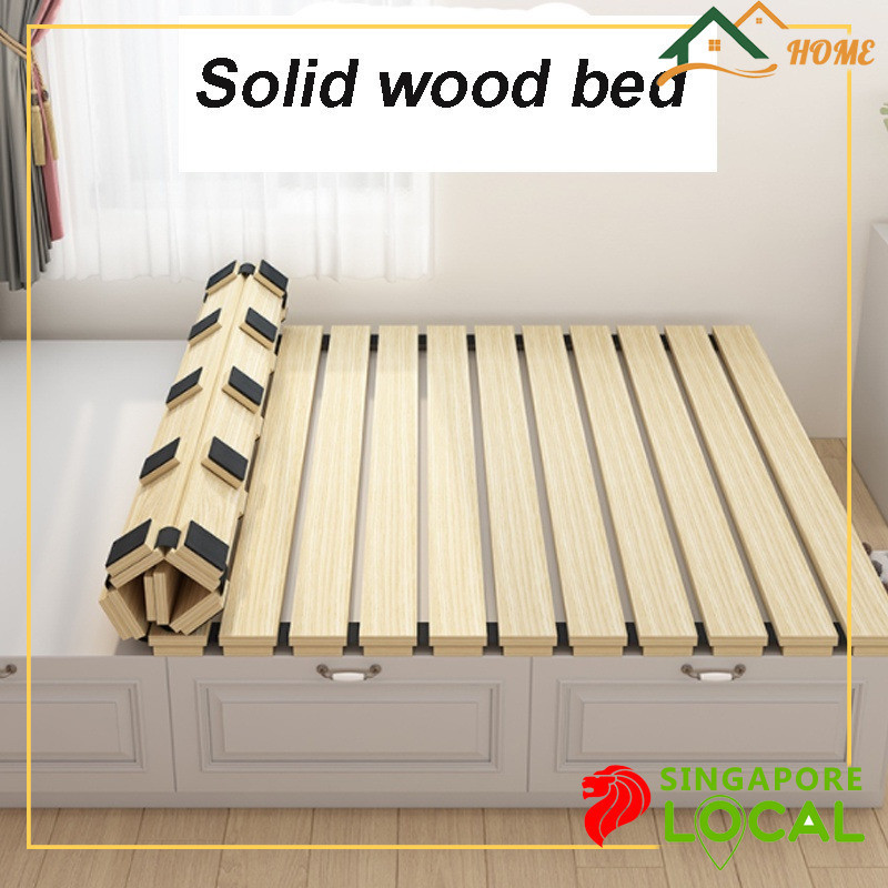 HK Bed Frame Solid Wood Floor Bed Frame Pine Bed Frame Save Space ...