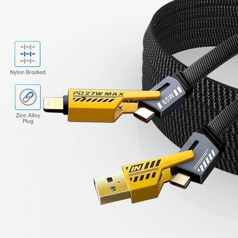 TZUZL 2024 NEW 4 in 1 max 65W Cable USB to Type C Mecha Style PD27W ...