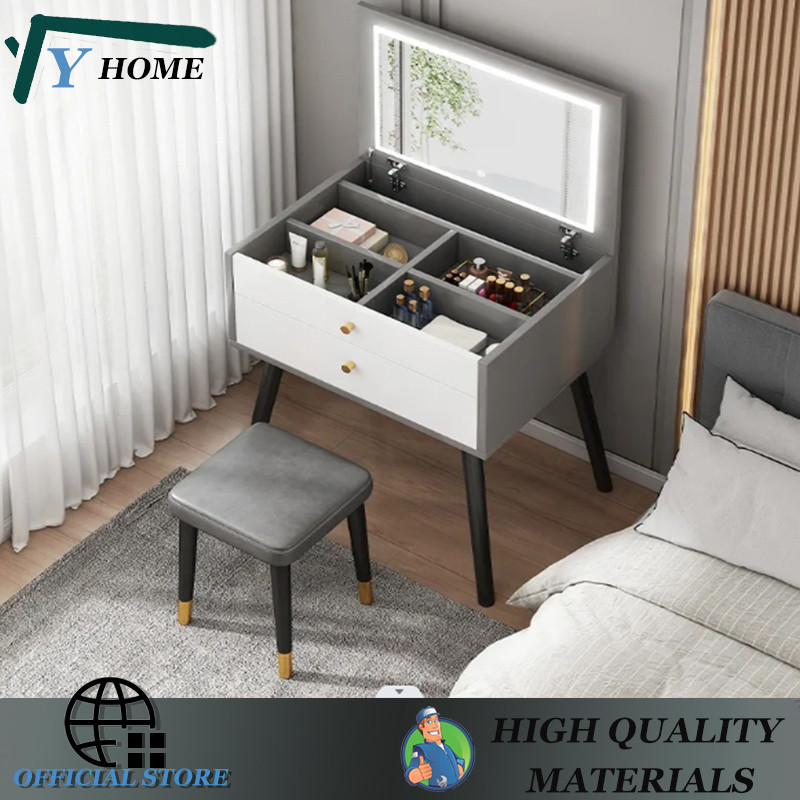 LI 【Small And Light】Dressing Table With Mirror Flip Makeup Table ...