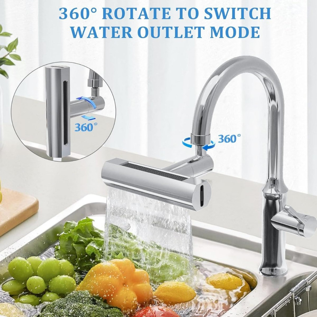 4in1 sink faucet head 360° Rotatable Faucet Sprayer Head Waterfall ...