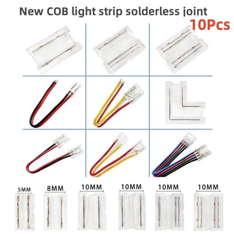 10Pcs COB Connector 5mm/8mm/10mm 2pin/ 3/ 4pin L Shape Single Double ...