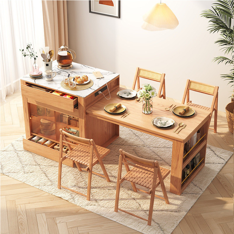 Northern Europe Scaling Kitchen Island Solid Wood Stone Plate Dining ...