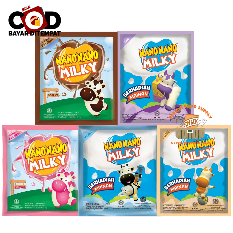 [ Berkah ] Nano Nano Milky Flavor Candy 12gr Vanilla Milk Chocolate ...