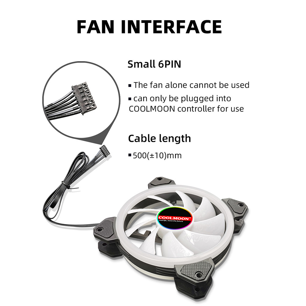 12cm RGB Small 6 Pin Quiet PC Case Cooling Fan with Controller Kit ...