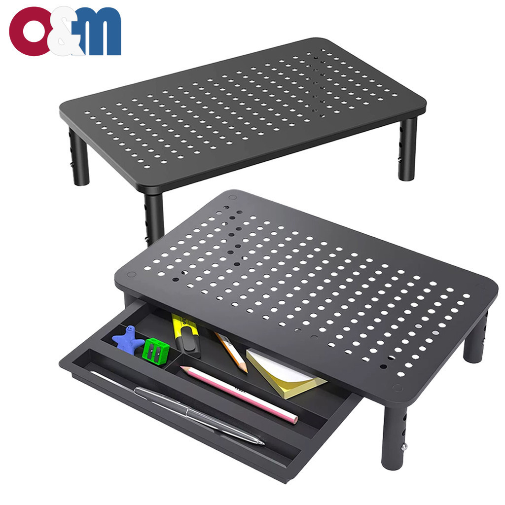 Monitor Stand Monitor Riser with Drawer 3 Height Adjustable Ergonomic ...