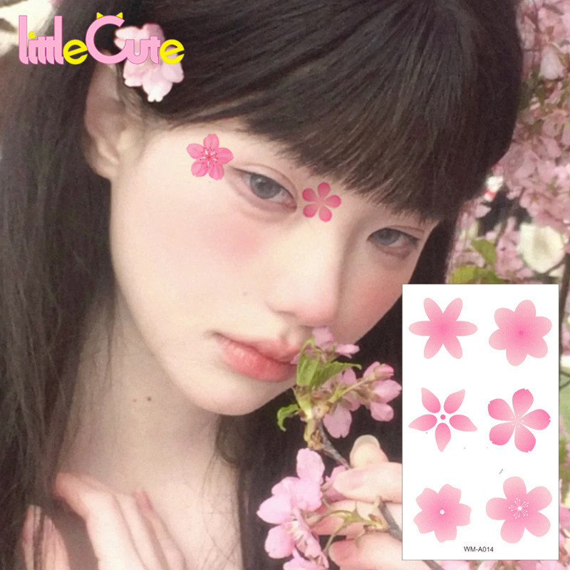 Cherry Blossom Tattoo Stickers - Pink Sakura Flower Stickers - DIY Body ...