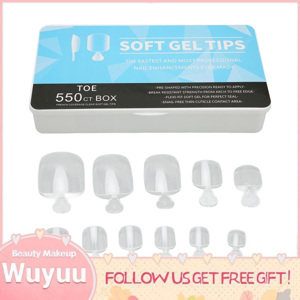 Wuyuu 550Pcs Soft Gel Toe Nail Tips For Soak Off Extension Systems ...